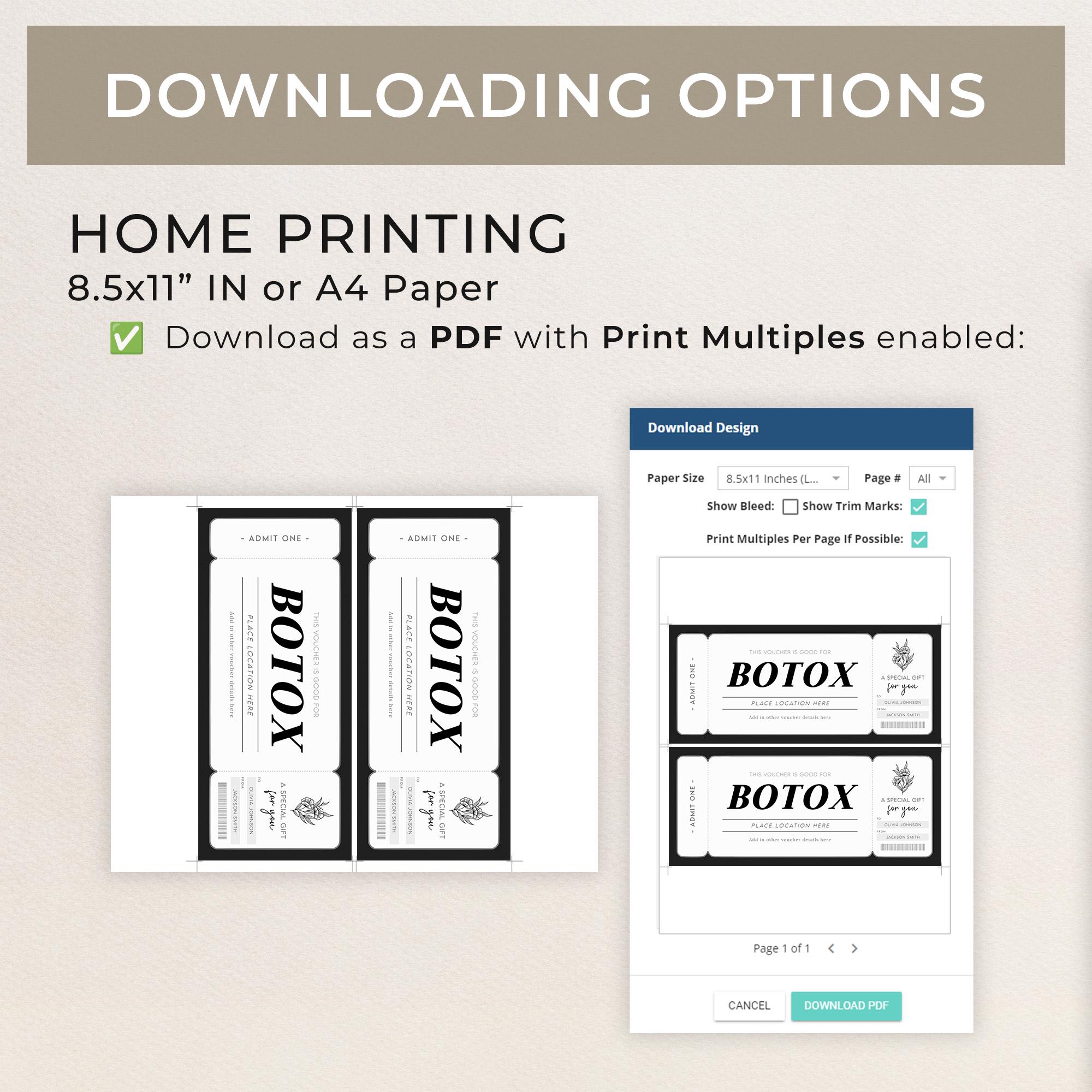 Botox Coupon Template, Editable Botox Gift Voucher, Botox Ticket Gift ...