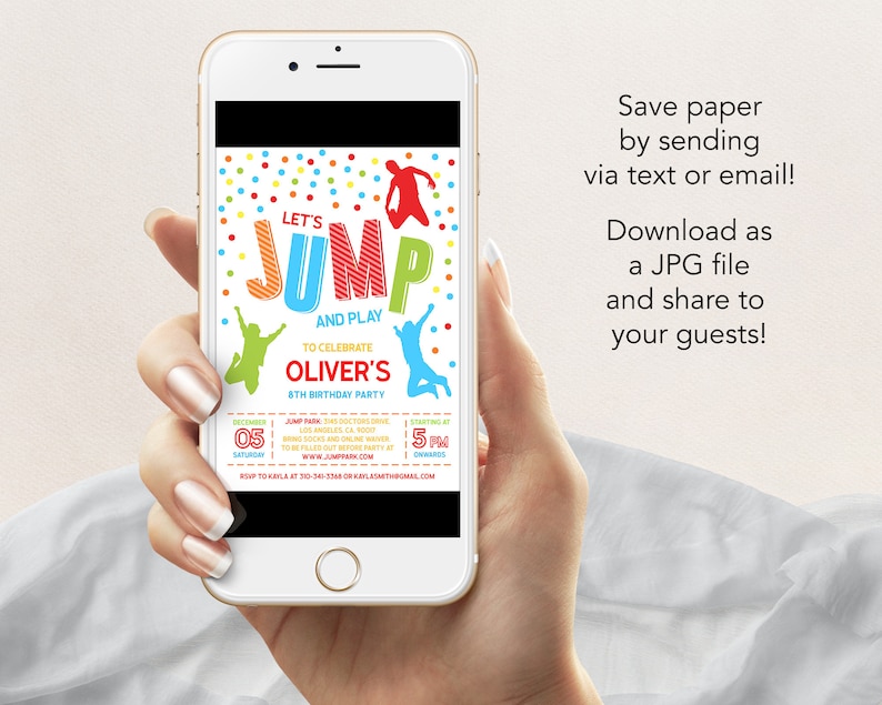 Jump Invitation Editable Jump Birthday Invite Trampoline - Etsy