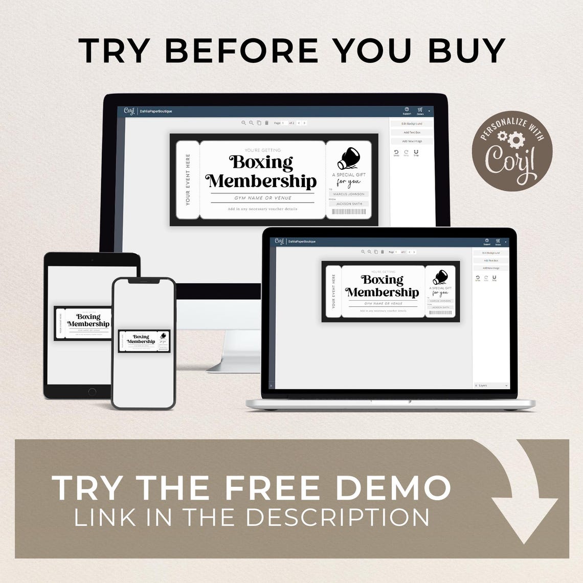 Boxing Membership Gift Voucher, Editable Boxing Lessons Certificate for ...