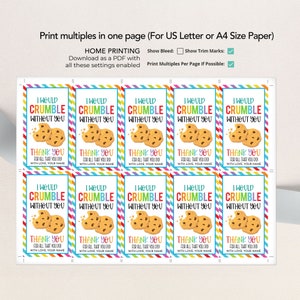 I Would Crumble Without You Favors Tag, Editable Appreciation Week Gift ...