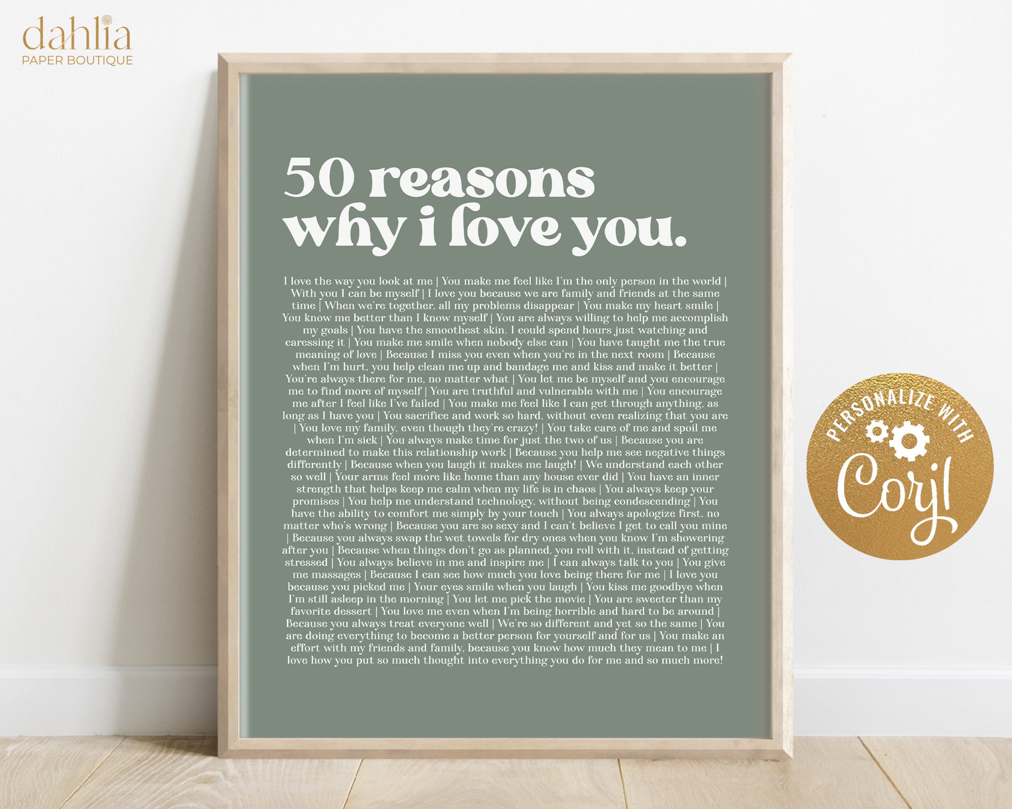 EDITABLE Reasons Why I Love You Template, Printable Sign, Gift for Him ...