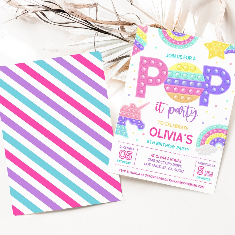 EDITABLE Pop It Birthday Invitation, Pop It Party Invitation Template ...