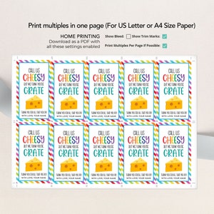 Editable Cheesy Favor Tags, Appreciation Week Gift Tag Template ...