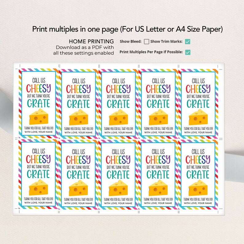 Editable Cheesy Favor Tags, Appreciation Week Gift Tag Template ...