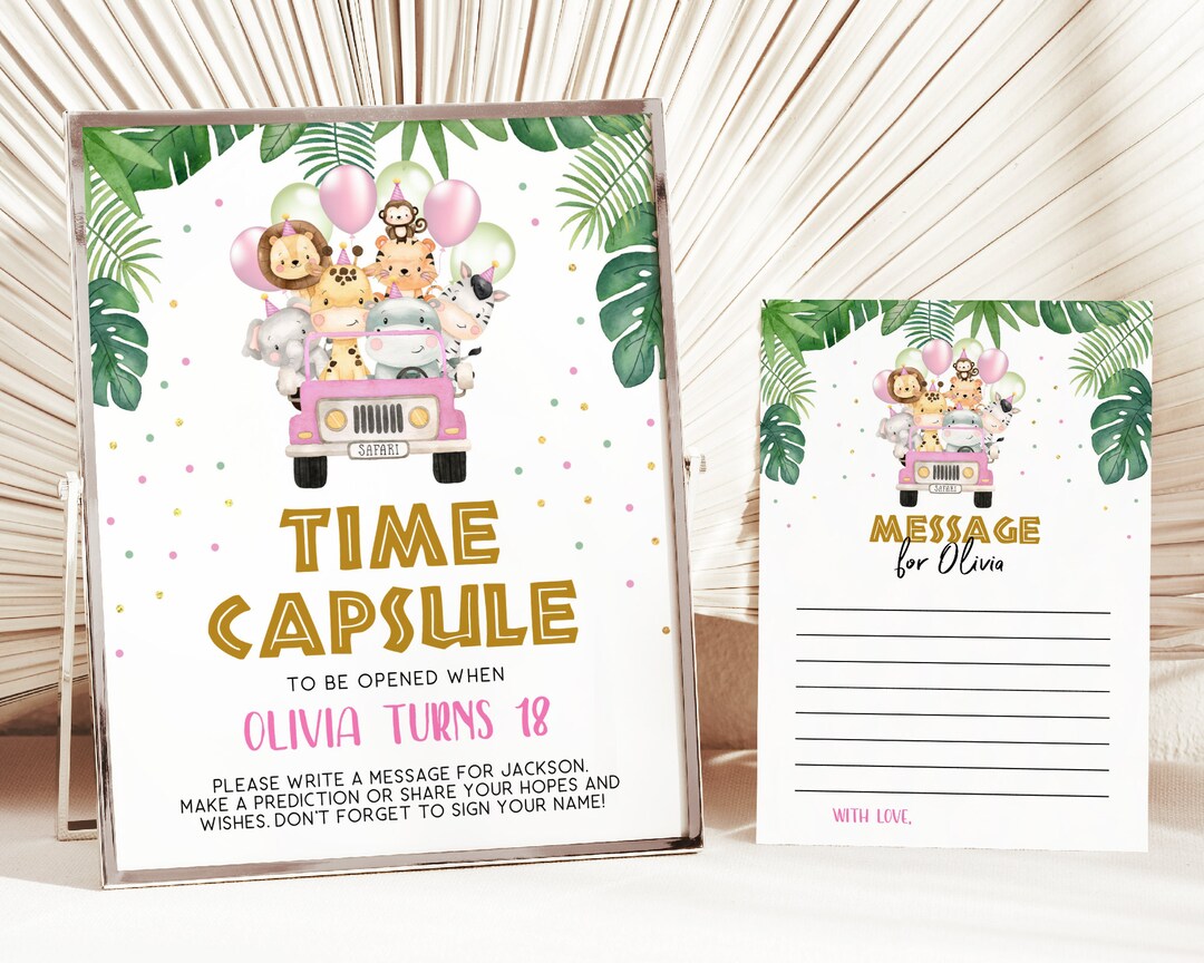 Time Capsule Template, Wild One Birthday Time Capsule, Safari Animals ...