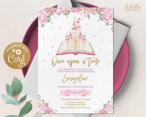 Fairytale Castle Birthday Invitation EDITABLE Royal Princess - Etsy