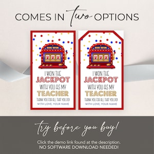 Editable Teacher Appreciation Favor Tags, Hit the Jackpot Lottery Gift ...