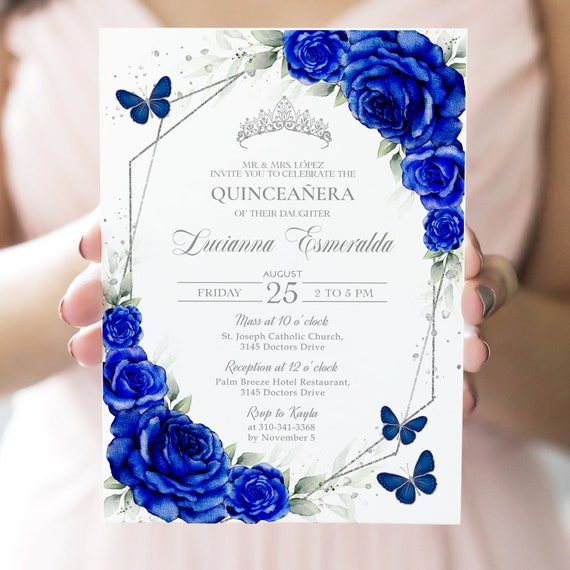 Invitaciones Azules Para Fiesta De Quinceañera