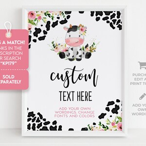 EDITABLE Holy Cow Welcome Sign, Floral Cow Print Birthday Party Decor ...
