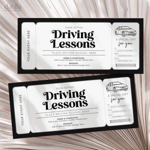 Driving Lesson Gift Voucher, Editable Driving School Gift Certificate ...