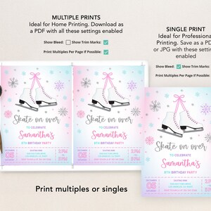 Ice Skating Birthday Invitation, EDITABLE Winter Skate Party Invite ...