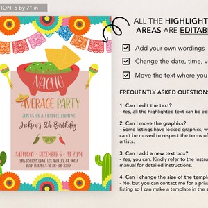 Nacho Average Party Invitation, EDITABLE Fiesta Birthday Invite ...