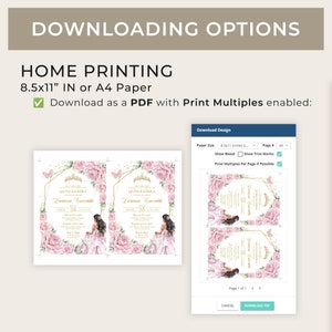 Blush Pink and Gold Quinceañera Invitation, EDITABLE 15th Birthday ...