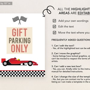 Fast One Gift Parking Only Sign, EDITABLE Race Car Party Decor, First ...
