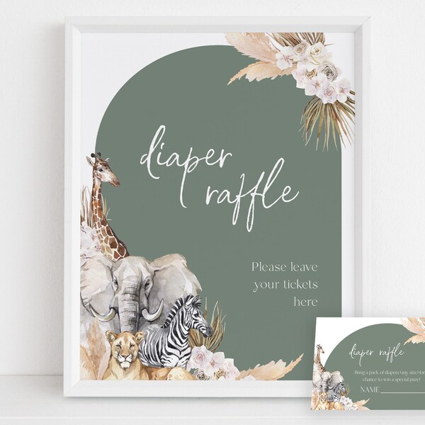 Safari Diaper Raffle - Etsy