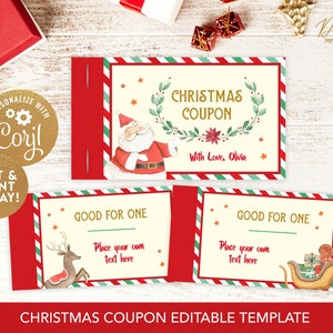 Editable Christmas Coupon Book Card and Envelope Template, Christmas ...