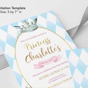 Cinderella Birthday Invitation, EDITABLE Princess Party Invite Template ...