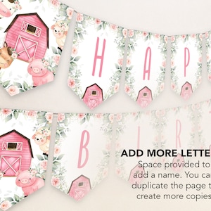 EDITABLE Farm Happy Birthday Banner, Ranch Animals Birthday Banner ...