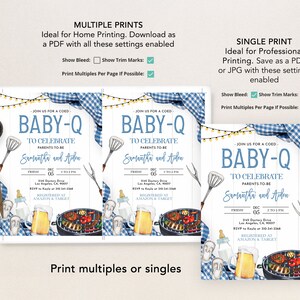 Editable Blue Baby-q Baby Shower Invitation, Backyard Couples Baby ...