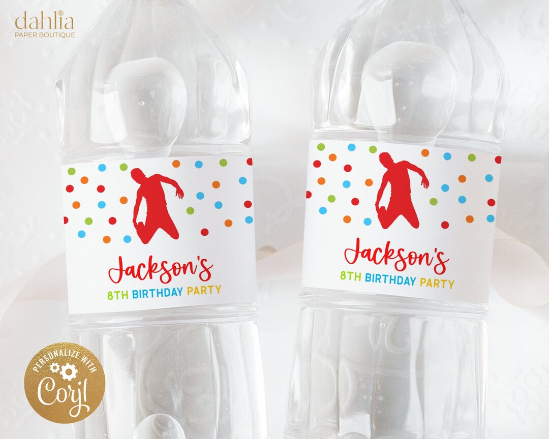 Jump Water Bottle Label Template, Editable Trampoline Bottle Wrapper ...