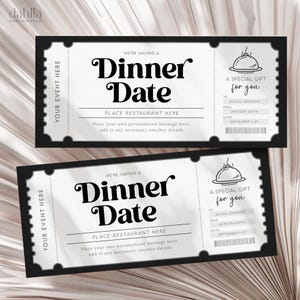 Dinner Date Gift Voucher, Editable Dinner Reservation Coupon, Dinner ...