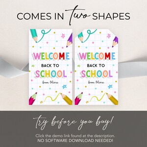 Welcome Back to School Favor Tags, EDITABLE First Day of School Gift ...