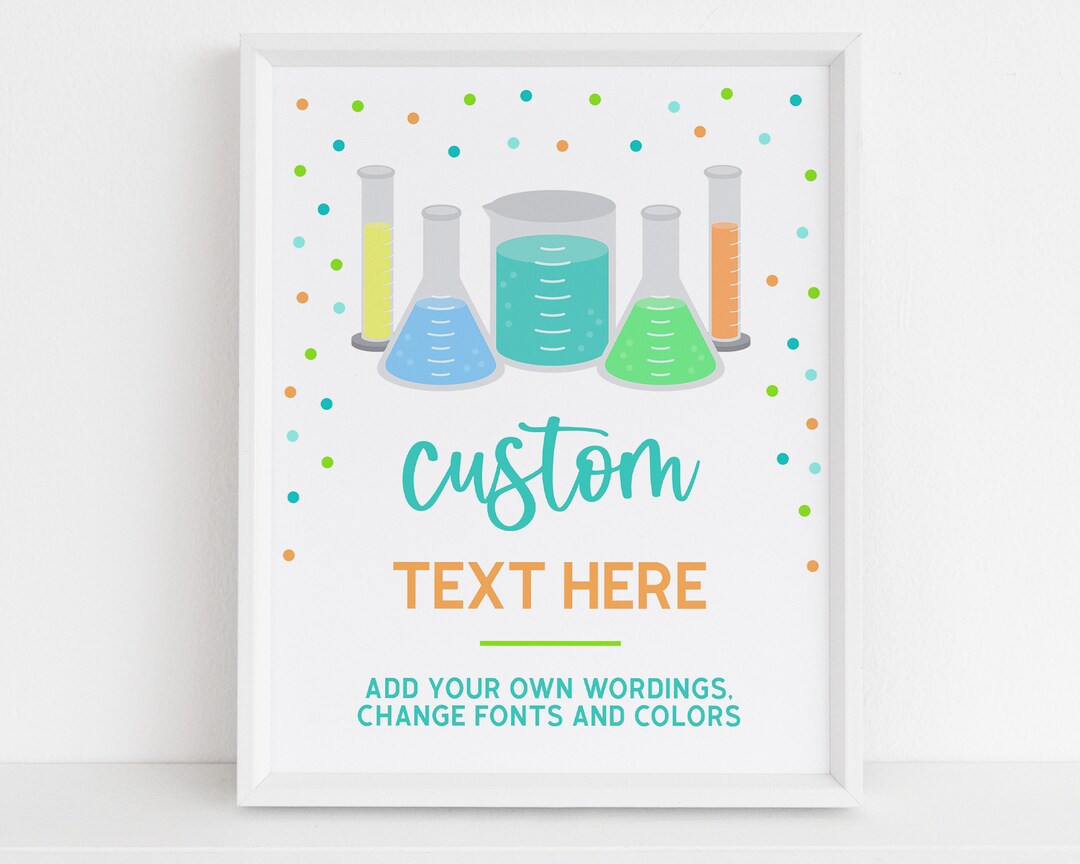EDITABLE Mad Science Birthday Custom Text Sign, Blue Science Party ...