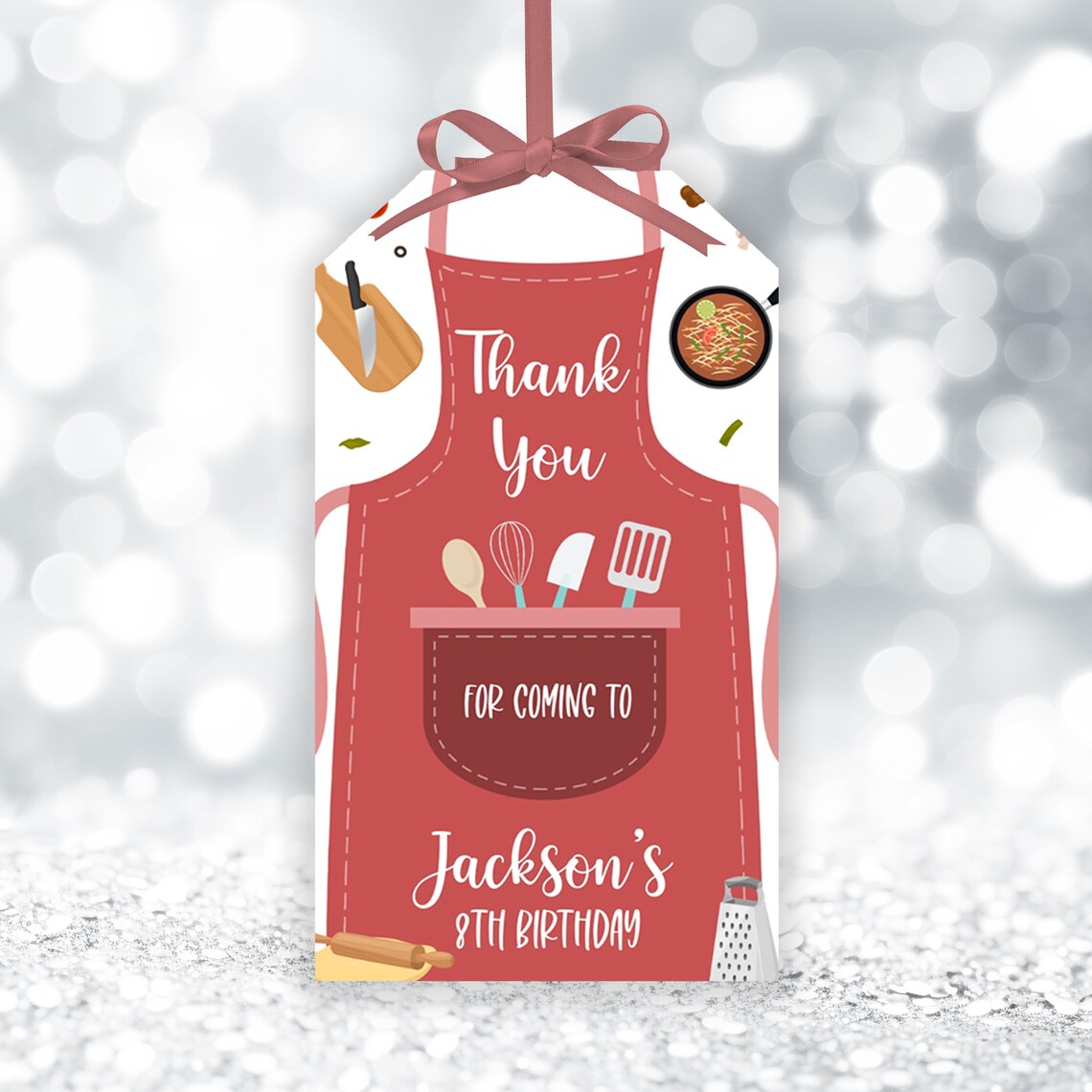 EDITABLE Thank You for Coming Gift Tag, EDITABLE Cooking Birthday Label ...