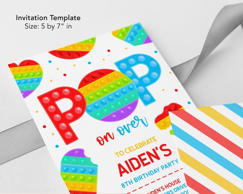 EDITABLE Pop It Birthday Invitation Pop It Party Invitation | Etsy
