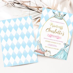 Cinderella Birthday Invitation, EDITABLE Princess Party Invite Template ...