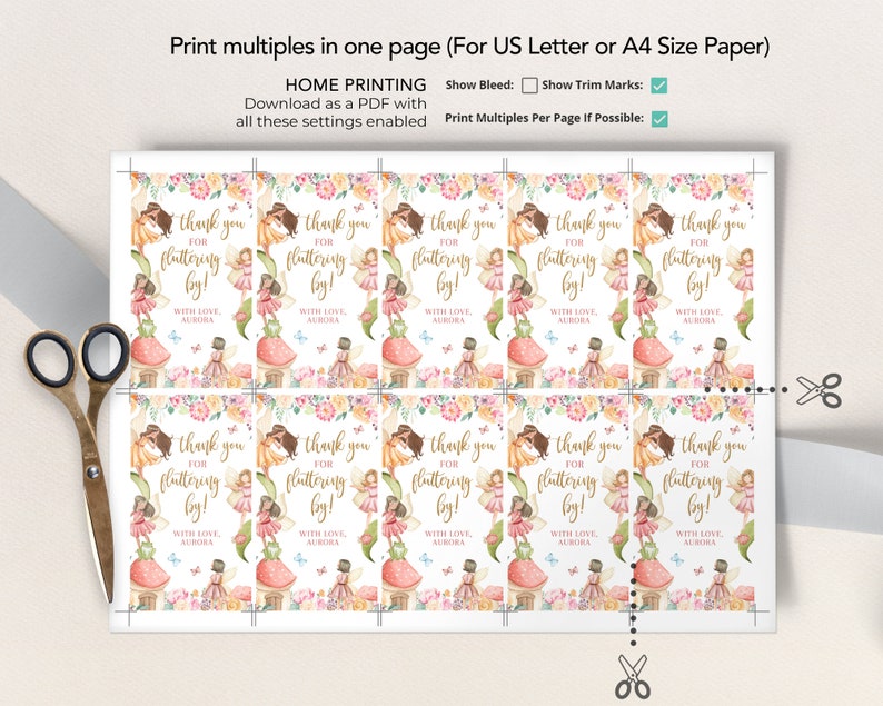 EDITABLE Fairy Thank You for Fluttering by Tag Fairy Party - Etsy