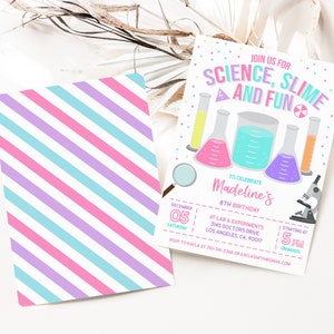 EDITABLE Science Birthday Invitation, Girl Science Party Invitation ...