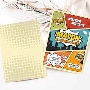 Comic Book Birthday Invitation, EDITABLE Superhero Party Invite, Boy ...