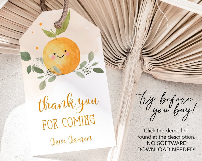 EDITABLE Thank You for Coming Gift Tag, Little Cutie Party Favor Tag ...