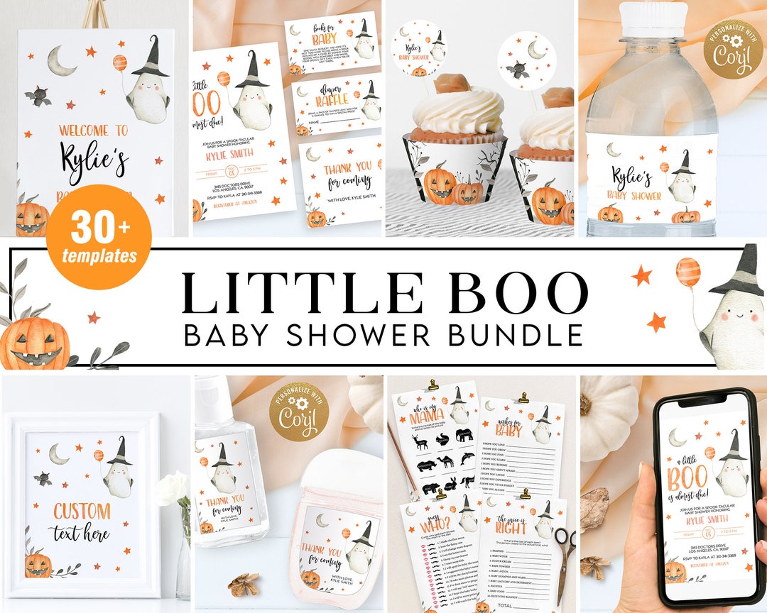 Little Boo Baby Shower Bundle, Halloween Baby Shower Invitation, Ghost ...