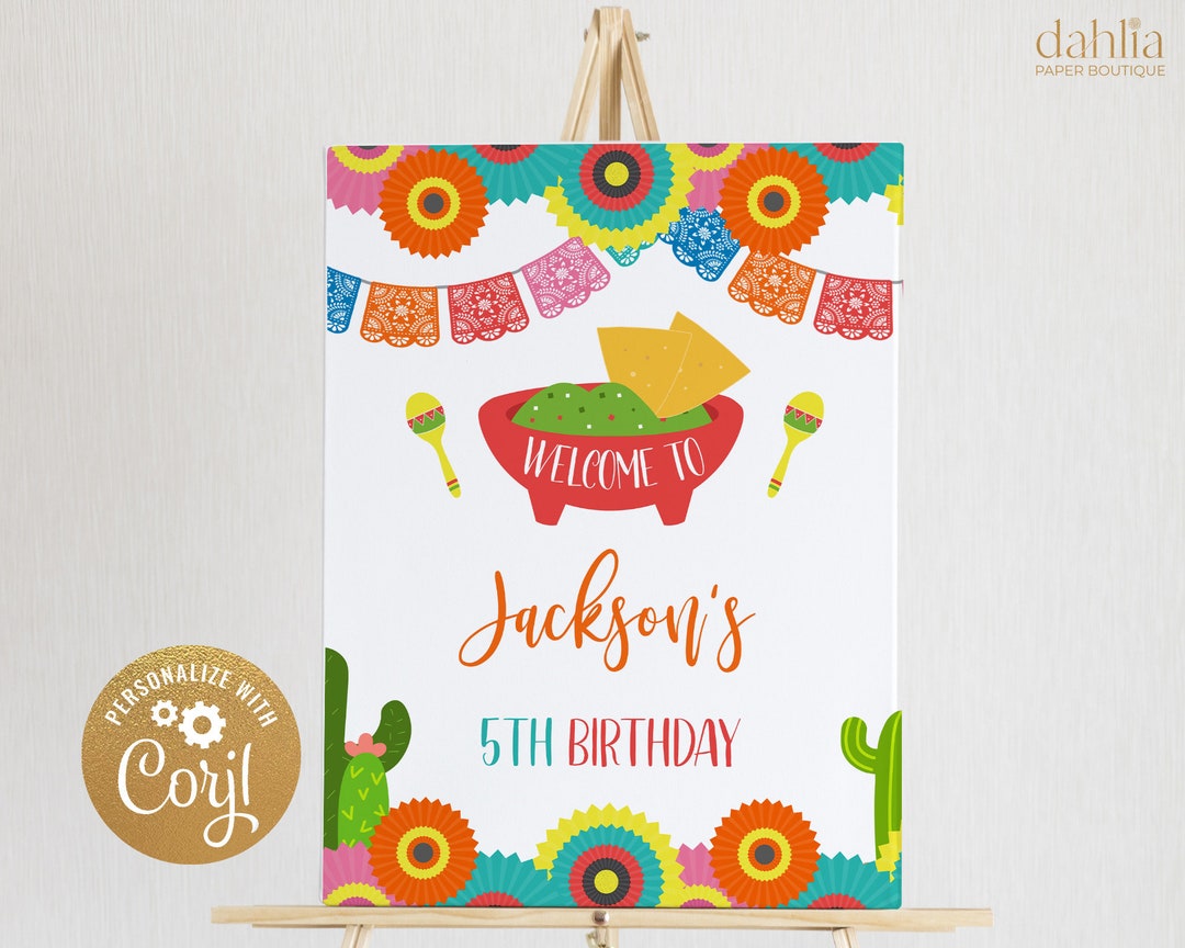 Nacho Average Party Welcome Sign, EDITABLE Fiesta Birthday Banner ...