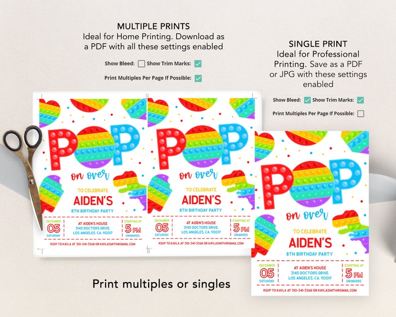 EDITABLE Pop It Birthday Invitation Pop It Party Invitation | Etsy