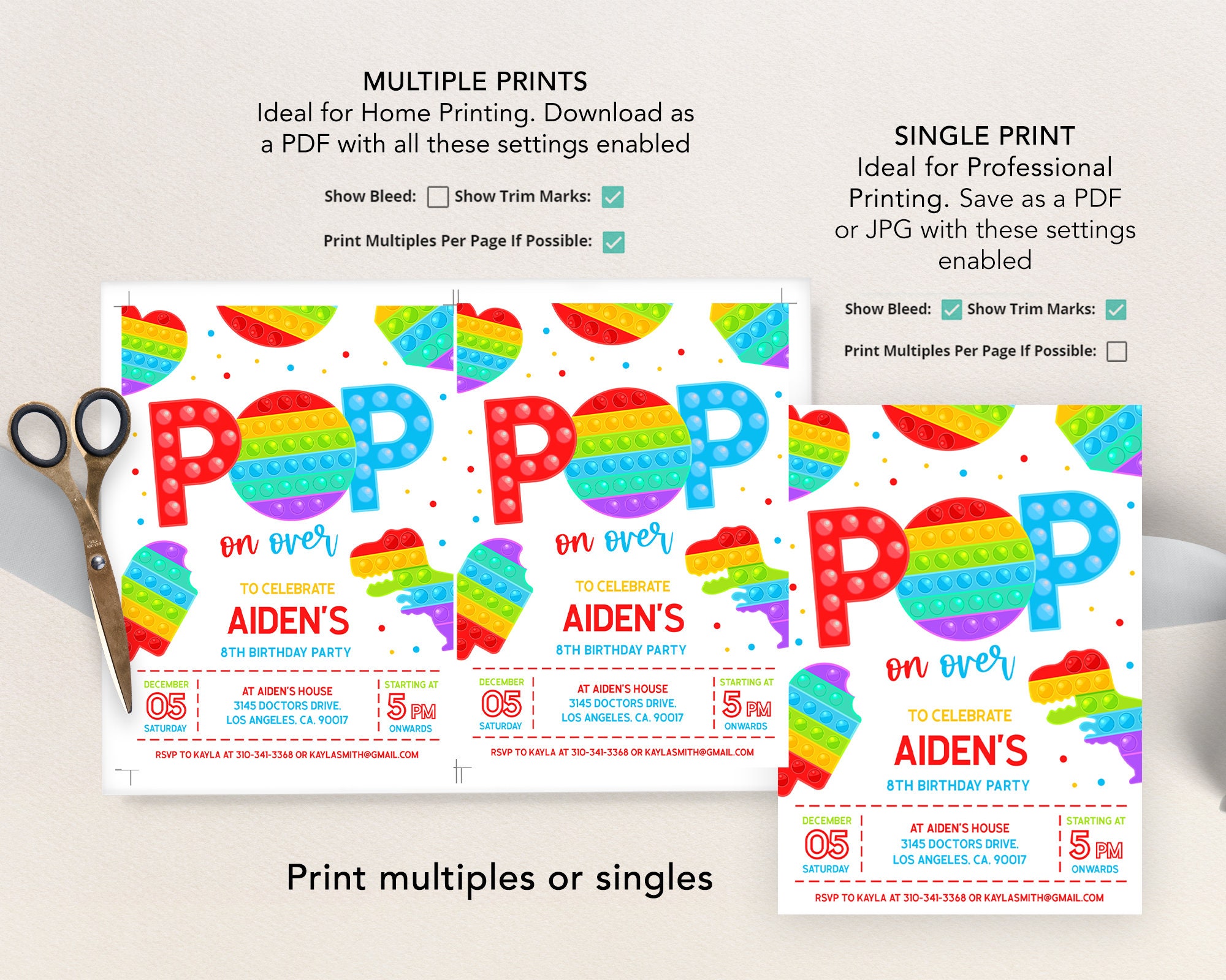 EDITABLE Pop It Birthday Invitation Pop It Party Invitation - Etsy