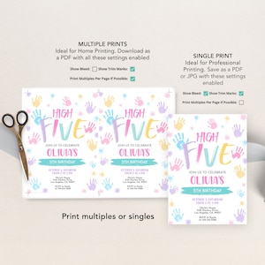 High Five Birthday Invitation, Editable Hi Five Invite Template, Girls ...