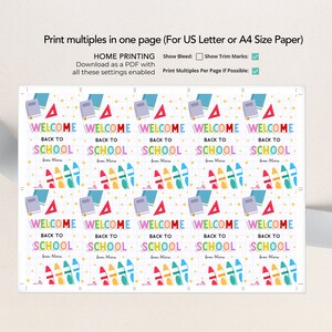 Welcome Back to School Favor Tags, EDITABLE First Day of School Gift ...