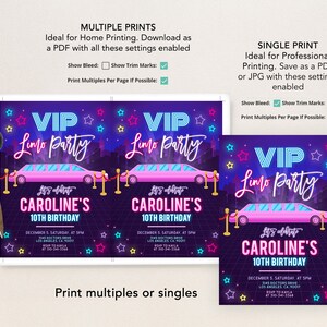 EDITABLE Limo Party Invitation, Pink VIP Limousine Birthday Invite ...