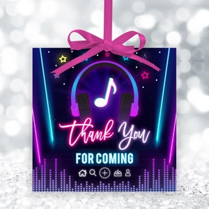 Music Thank You Gift Tag, EDITABLE Musical App Birthday Label ...