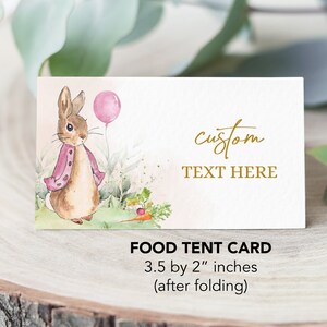 Peter Rabbit Food Labels Template, Flopsy Bunny Place Card, Pink Girl ...