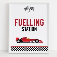 Editable Race Car Party Signs: Pit Stop, Refueling Station Printable ...
