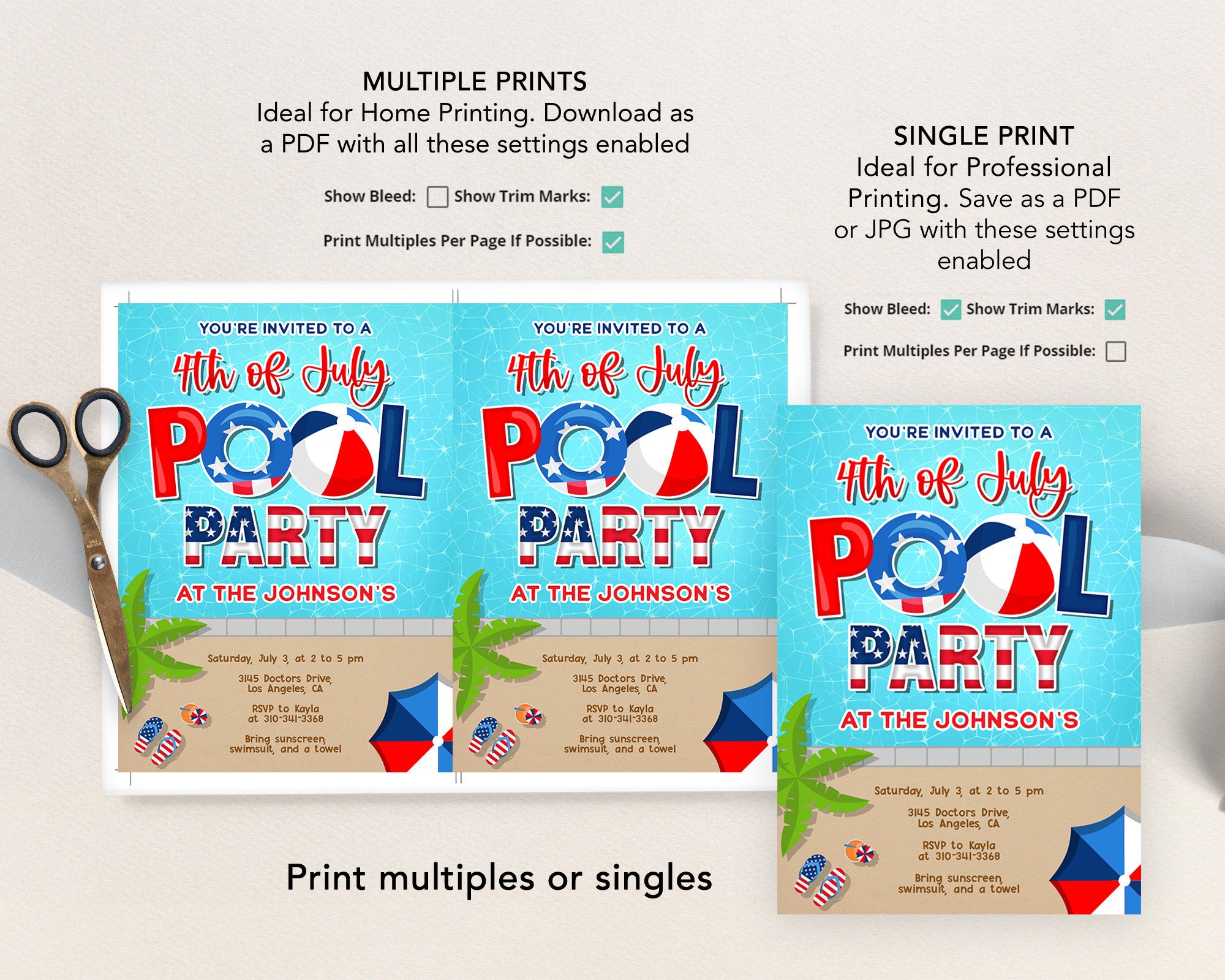 4th of July Pool Party Invitation Editable Swimming Invite - Etsy