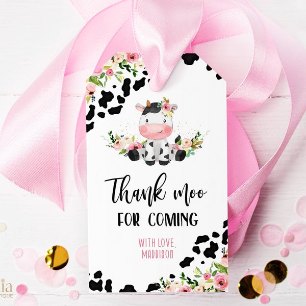 Cow Print Thank You Tag - Etsy