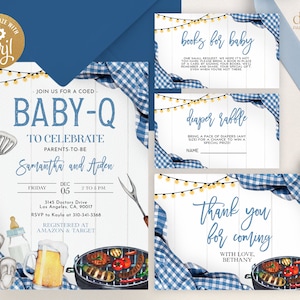 EDITABLE Baby-q Baby Shower Invitation Set Unisex Backyard - Etsy