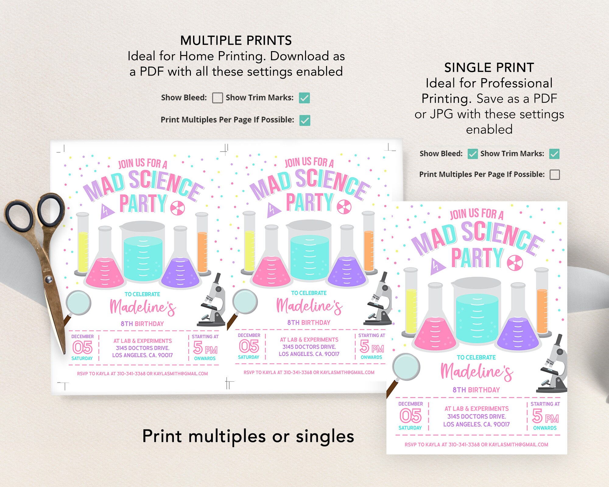 EDITABLE Mad Science Birthday Invitation Girl Science Party - Etsy Canada