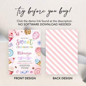 Sweet Celebration Invitation, EDITABLE Candy Land Party Invite, Sweets ...