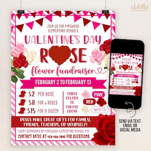 Editable Valentine's Day Rose Flower Fundraiser Flyer, Community Flower ...